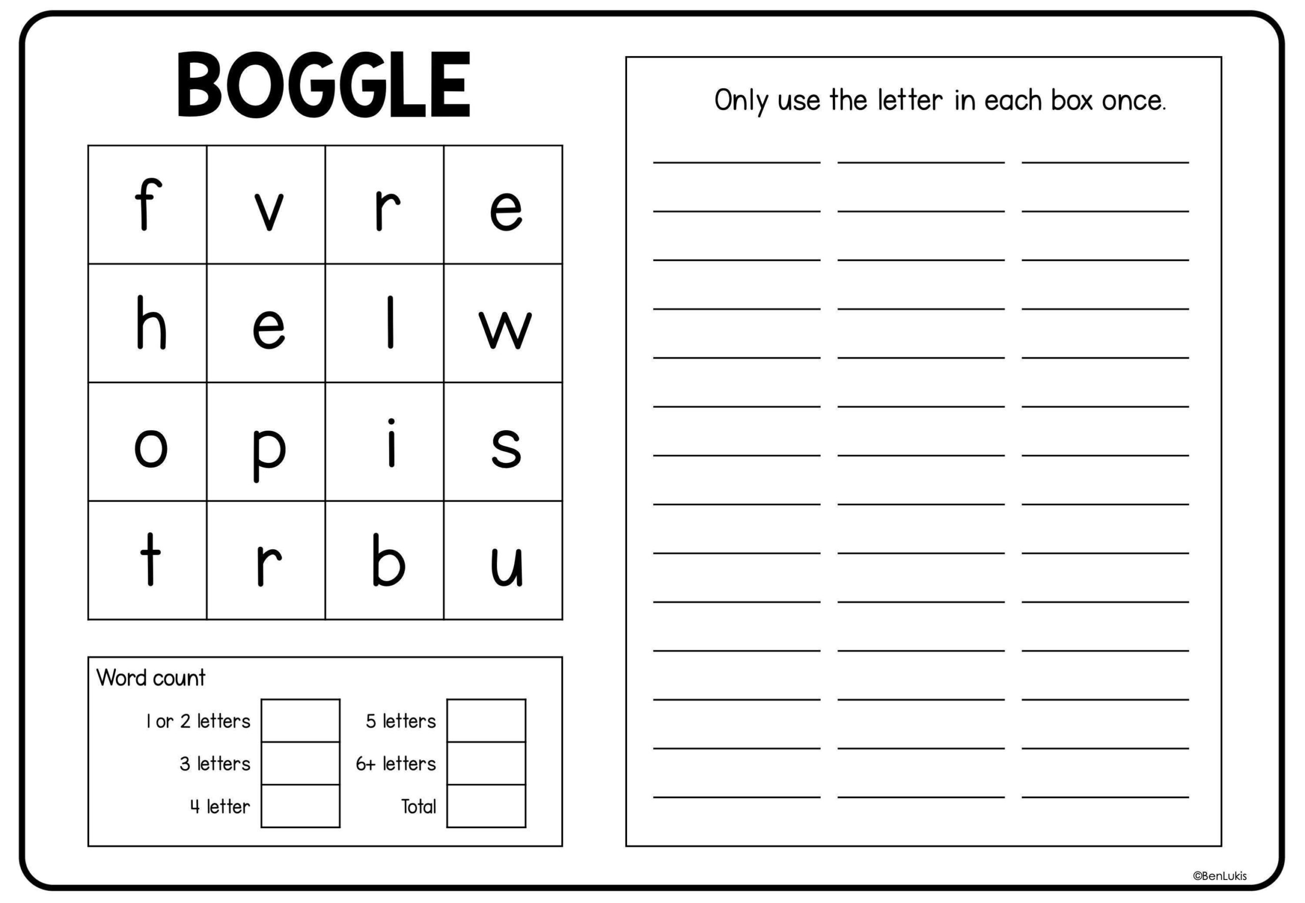 Boggle Worksheet Free Printable - Printable Worksheets