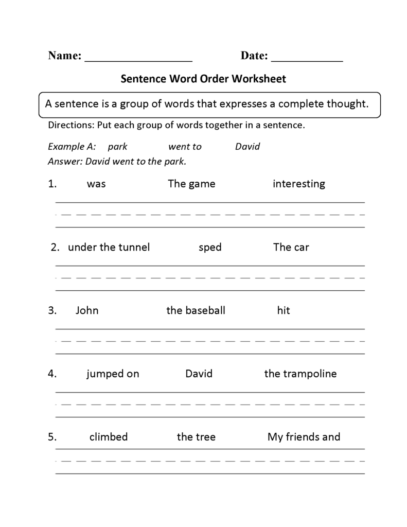 Free Printable Sentence Structure Worksheets - Printable Worksheets